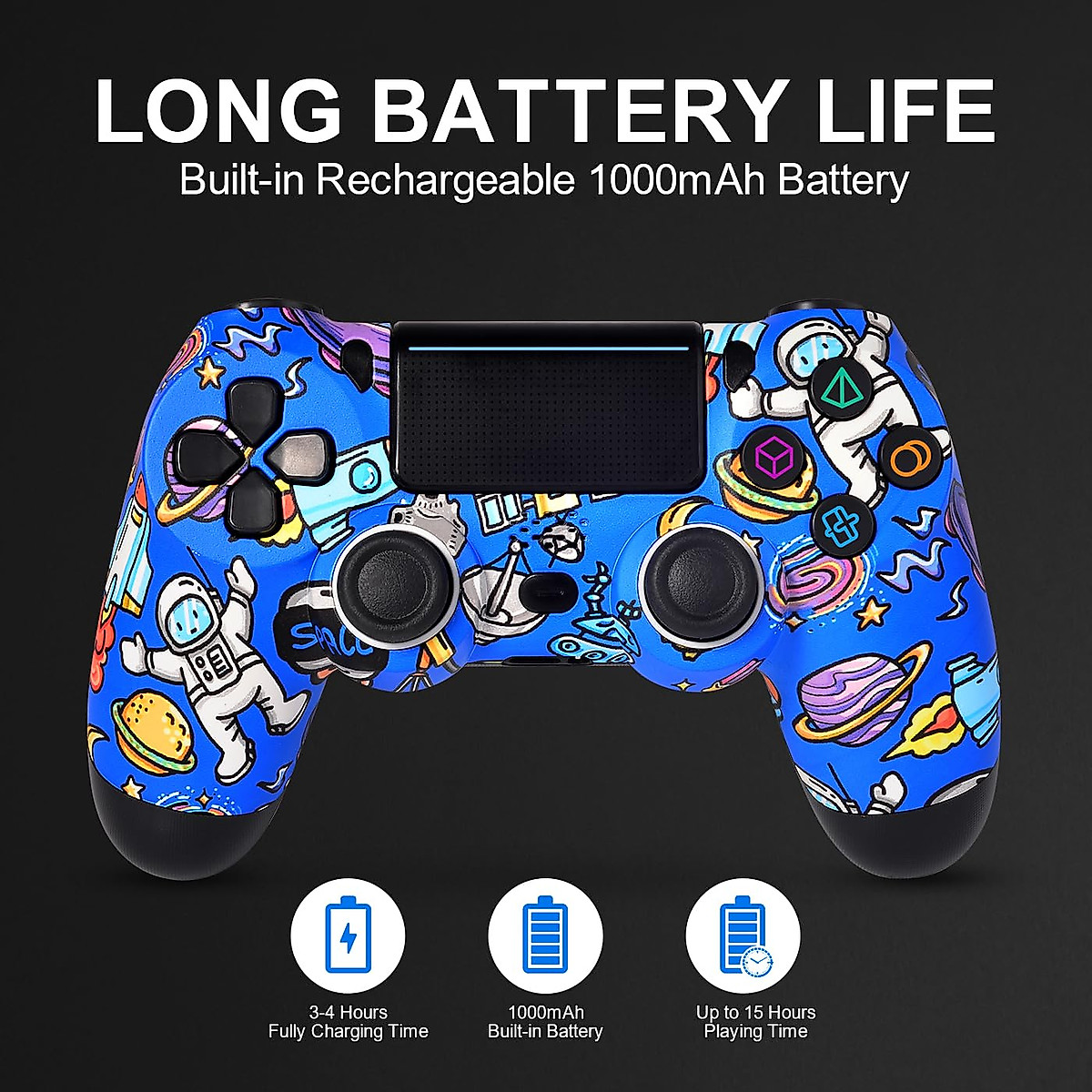 MINSWC PS4 Controller Wireless Compatible with PS4 Controller/Slim/Pro,Blue
