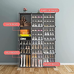 Aeitc Shoe Rack 12 Tiers Shoe Organizer Narrow Standing Stackable Shoe Storage Cabinet Transparent