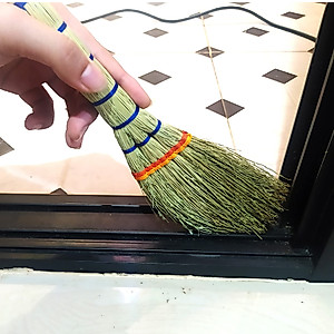 Small Corn Wisk Brush Broom 11 Inch Flagged Indoor Heavy Duty Multi Surface Hard & Soft Floor Home Office Cleaning Tool Supplies 100% Handmade for Household Sweeping Indoor Outdoor (Random 2)