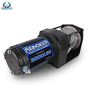 REINDEER New 12V Winch 3000 lb Load Capacity Electric Winch Kit for ATV UTV Steel Cable Wire Rope with Hawse Fairlead Waterproof IP67 with Wireless Remotes