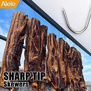 Alele 20Pcs 5 Inches Poultry Hooks, Stainless Steel Lightweight Hook for Meat Processing Hanging Smoking (Meat Hooks 20 Pack 5 inch 3mm)