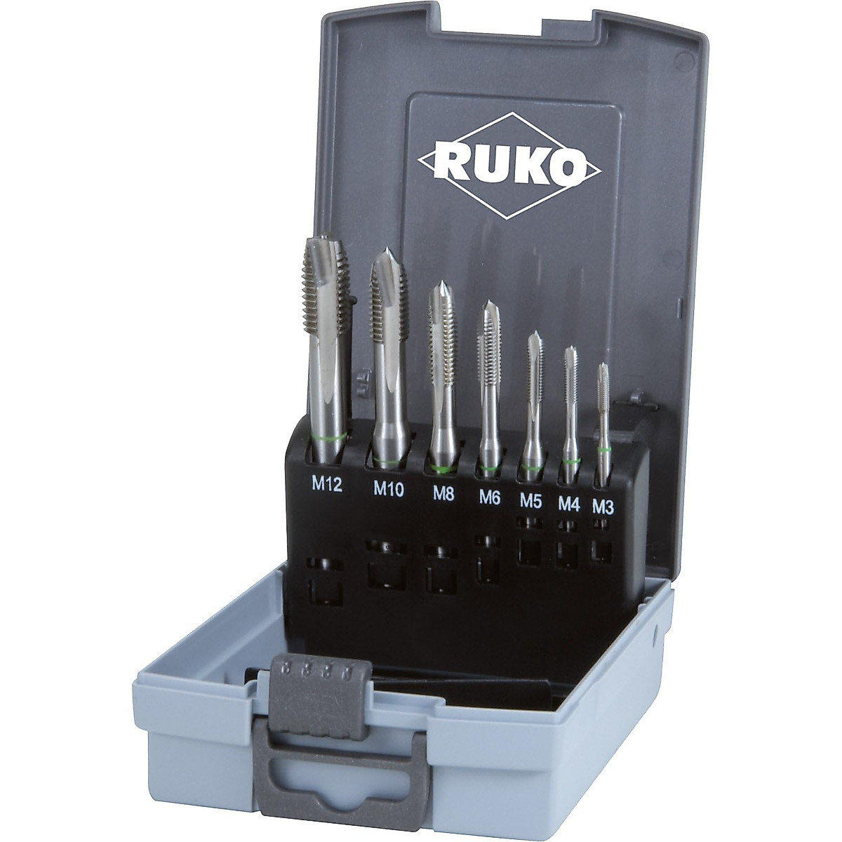 Ruko HSSE-Co 5 Machine Tap Set in Plastic Case, Bright Finish, 7 Pieces, R245061RO