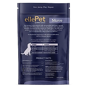 ELLEPET Move Hemp Mobility Chews - 15mg for Dogs Over 50lbs - with Hemp Oil Blend, Glucosamine, Chondroitin - Helps with Mobility, Joint Function, and Discomfort