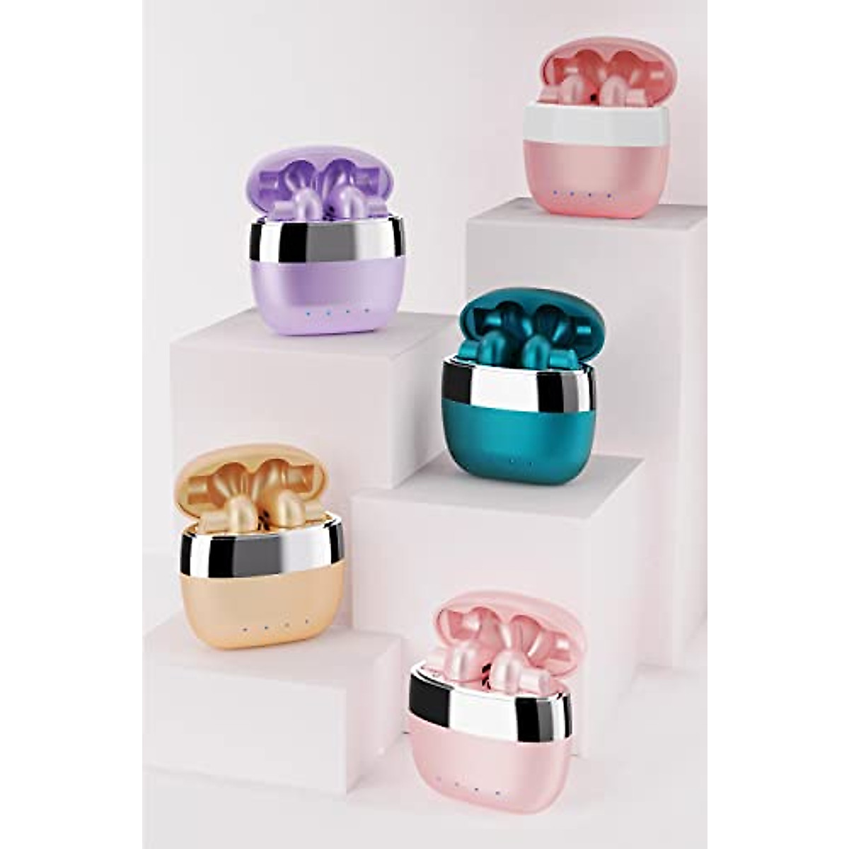 Wireless Earbuds Bluetooth, ENC Noise Cancelling Deep Bass in-Ear Stereo Ear Buds,IPX6 Waterproof Headphones with Mic, USB-C Charging Case, Touch Control Earphones for iPhone & Android(Pink 2)