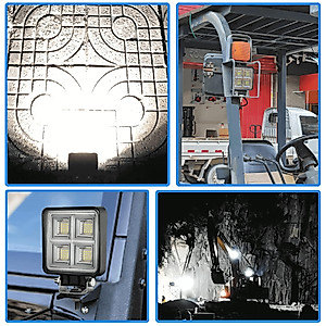 HOZILIFE LED Tractor Lights 2PCS 4 Inch 11400LM 12V Flood Beam Offroad Driving Fog Lights Square LED Work Light for Truck Off-Road Vehicles Equipment Boats