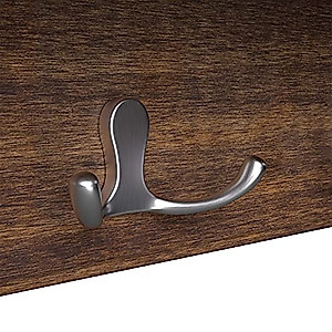 SONGMICS Coat Rack with Shelf, Wall-Mounted Coat Rack, with 4 Metal Dual Hooks for Coats, Bags, for Entryway, Bedroom, Living Room, Rustic Brown ULHR042X01