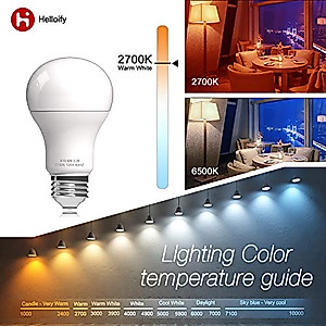 Helloify A19 LED Light Bulb, 9W (60W Equivalent), 806 Lumens, 2700K Soft White, Energy Saving Lamp for Office/Home, Non-dimmable, E26 Screw Base, 6 Count (Pack of 1)