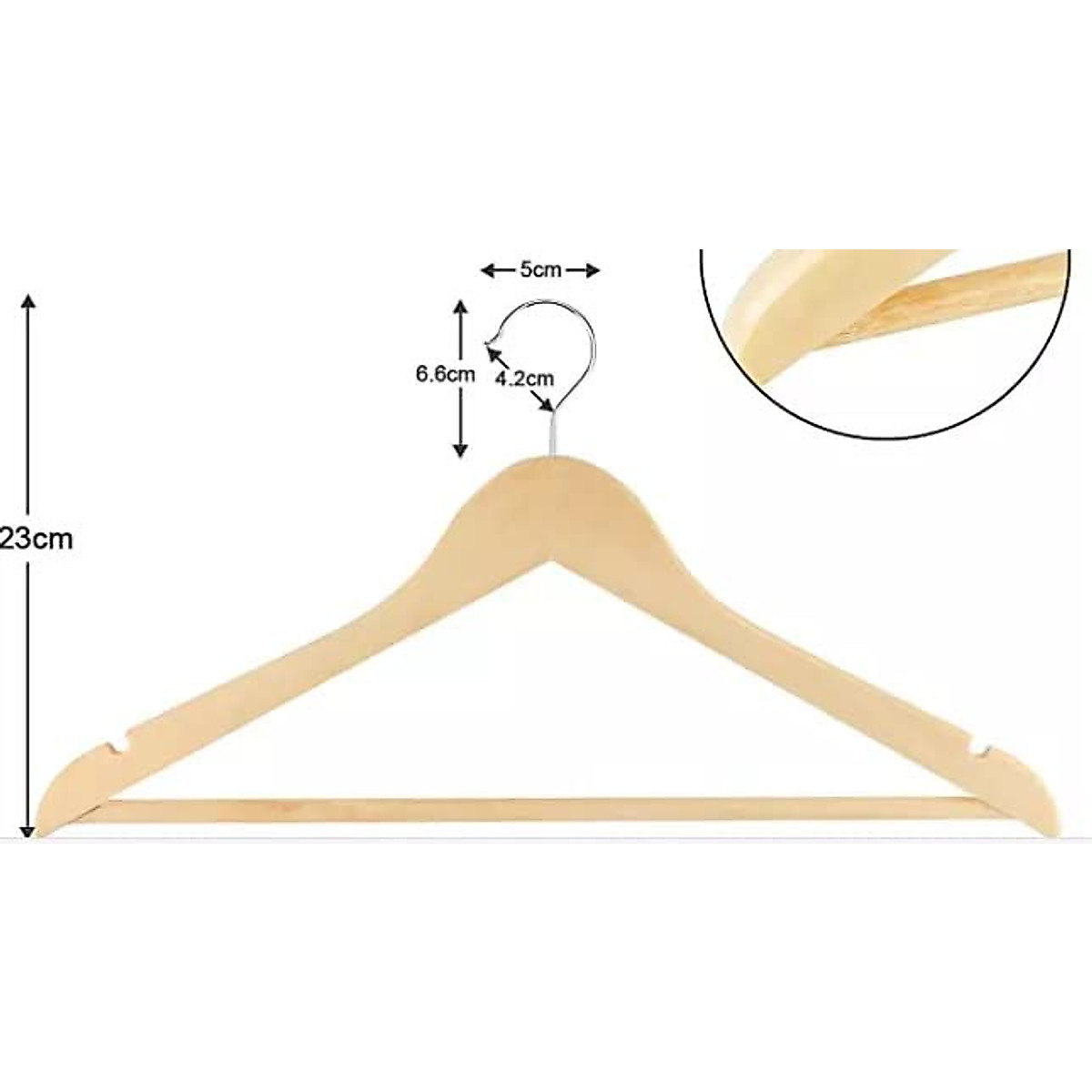Wood Clothes Hanger Classic 10 Pack - Wooden Hangers 10 pcs - Slightly Curved Hanger Set - Solid Coat with Stylish Chrome Hooks - Heavy-Duty Clothes, Jacket, Shirt, Pants, Suit Hangers