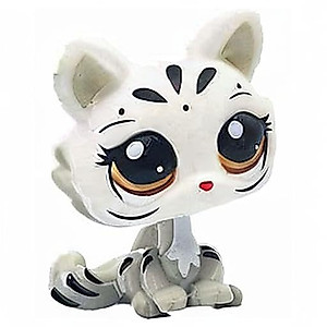 Black & White Big Eye Cat Mini Pet Shop - LPS Action Figure, Rare Short Hair Kitten Toy for Kids