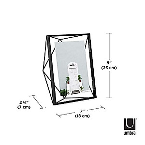 Umbra Prisma Picture Frame, 5x7 Metal Photo Display for Desk or Wall, 5" x 7", Black