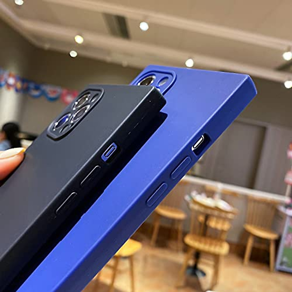 Tzomsze Compatible for iPhone 13 Pro Max Case Square,Cute Cases Full Camera Protection Reinforced Corners TPU Cushion Shockproof Edge Bumper Cover [6.7 inches] -Candy Black