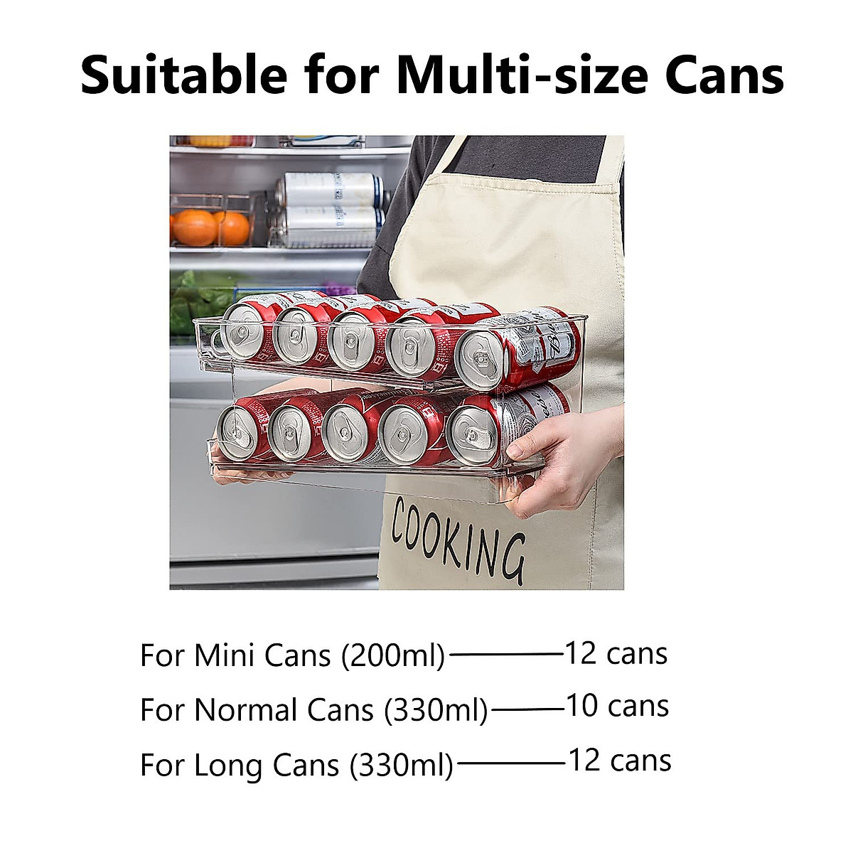 HOISUEN Soda Can Organizer for Refrigerator & Pantry, 2-tier Auto-Rolling Down Stackable Soda Can Dispenser for Storage SN001