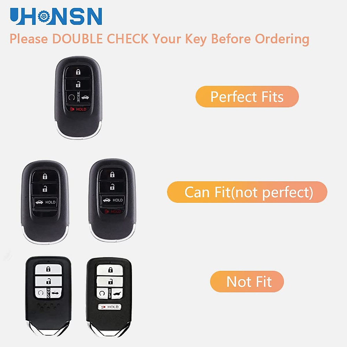 UHONSN Accessories for Honda Civic Accord 2022 Key Fob Cover Car Keys Shells Keychains Full Covers Protector Case Soft TPU Silver