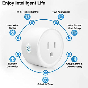 WiFi Smart Plug, Bibikoo Local Voice Control, Remote Tuya Smart App, Voice Control Start Pairing, Smart Outlet Socket Works with Alexa and Google Home, Timer, Group Control, 2.4G WiFi, FCC/UL (1)