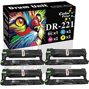 4-Pack ColorPrint Compatible DR221CL Drum Unit Set Replacement for Brother DR-221CL DR-221 DR221 Work with TN221 TN225 HL-3140CW HL-3170CDW HL-3180CDW MFC-9130CW MFC-9330CDW MFC-9340CDW Printer