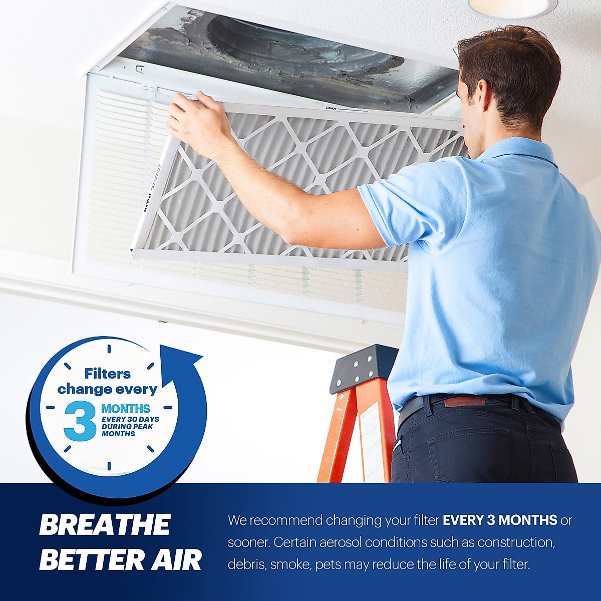 BNX TruFilter 16x25x1 Air Filter MERV 13 (6-Pack) - MADE IN USA - Electrostatic Pleated Air Conditioner HVAC AC Furnace Filters for Allergies, Pollen, Mold, Bacteria, Smoke, Allergen, MPR 1900 FPR 10