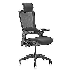 CLATINA Ergonomic High Swivel Executive Chair with Adjustable Height Head 3D Arm Rest Lumbar Support and Upholstered Back for Home Office Black Mesh/High Back