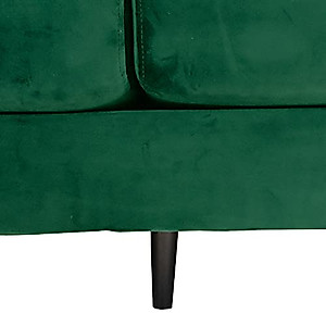 Casa Andrea Milano Modern Large Velvet Fabric Sectional Sofa Couch with Extra Wide Chaise Lounge with Golden Legs, L Shaped, Green
