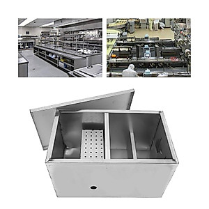 Stainless Steel Grease Trap 3 Level Filtration with Locks Rubber Seals Removable Filter Basket for Kitchen Restaurant