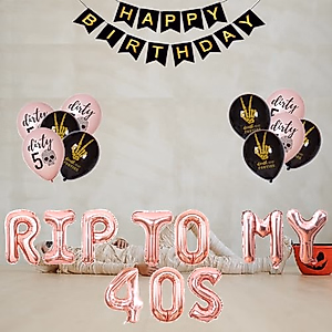 Geloar RIP To My 40s 50th Birthday Party Supplies, RIP FORTIES Balloons Happy Birthday Banner for Death to My 40s Forties RIP Youth Women Dirty 50 Funny 50th Bday Decorations (Rose Gold, RIP 40s)