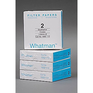 Whatman 1002110 Quantitative Filter Paper Circles, 8 Micron, 21 s/100mL/sq inch Flow Rate Grade 2, 110mm Diameter (Pack of 100)