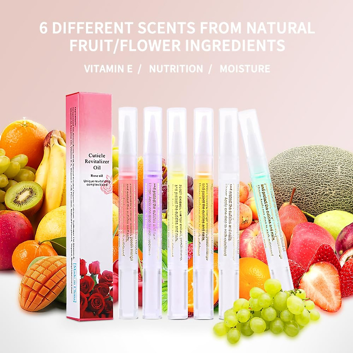 SULLMAR 6Pcs Nail Cuticle Oils Nail Nutrition Oil Pen Nail Treatment Pen 6 Smell Cuticle Revitalizer Prevent Agnail Nourish Skin