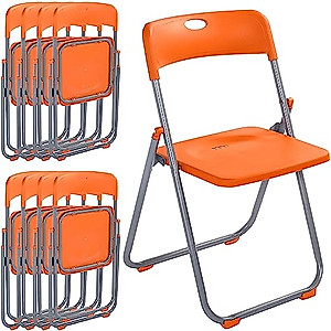 8 Pack Folding Plastic Chairs Pack Steel Folding Dining Chairs Folding Chairs Bulk Fold Up Event Chairs Portable Plastic Chairs with Steel Frame 440lb for Events Office Wedding Indoor Outdoor (Orange)