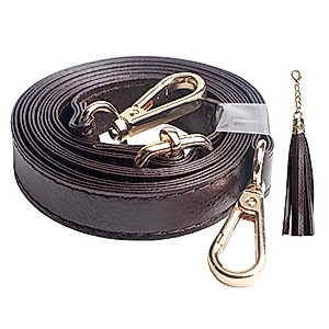 BEAULEGAN Purse Strap Replacement - Full Grain Microfiber Leather - 59 Inch Long Adjustable for Crossbody Shoulder Bag - 0.7 Inch Wide, Dark Brown/Gold