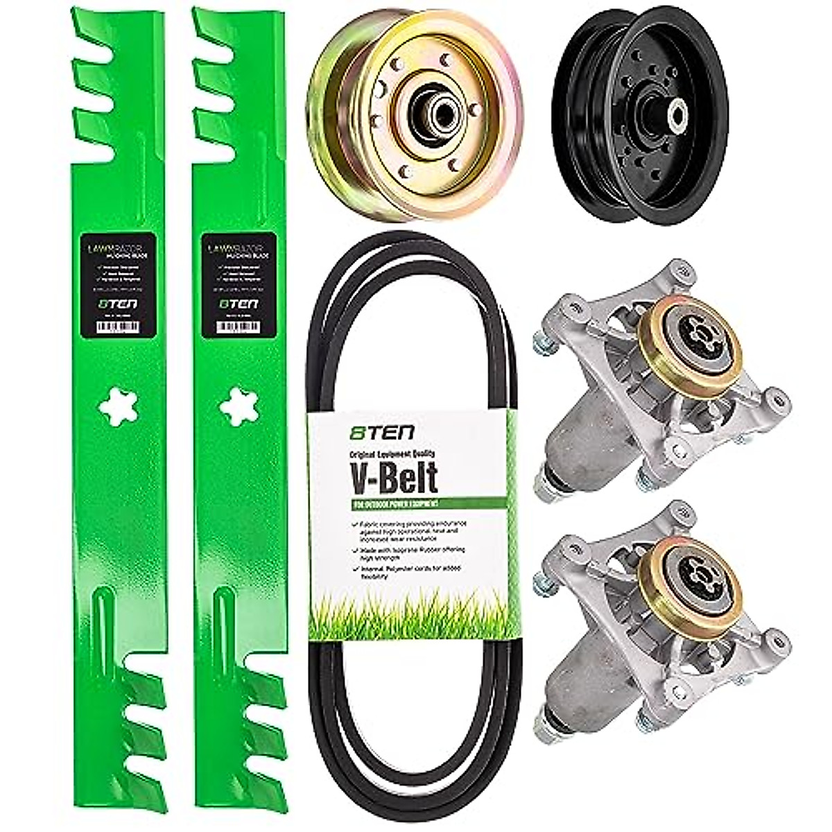 8TEN Deck Rebuild Kit for Husqvarna 42 inch YTH180 2042LS LTH1842 LTH2142DR LTH174 Blade Spindle Belt Idler