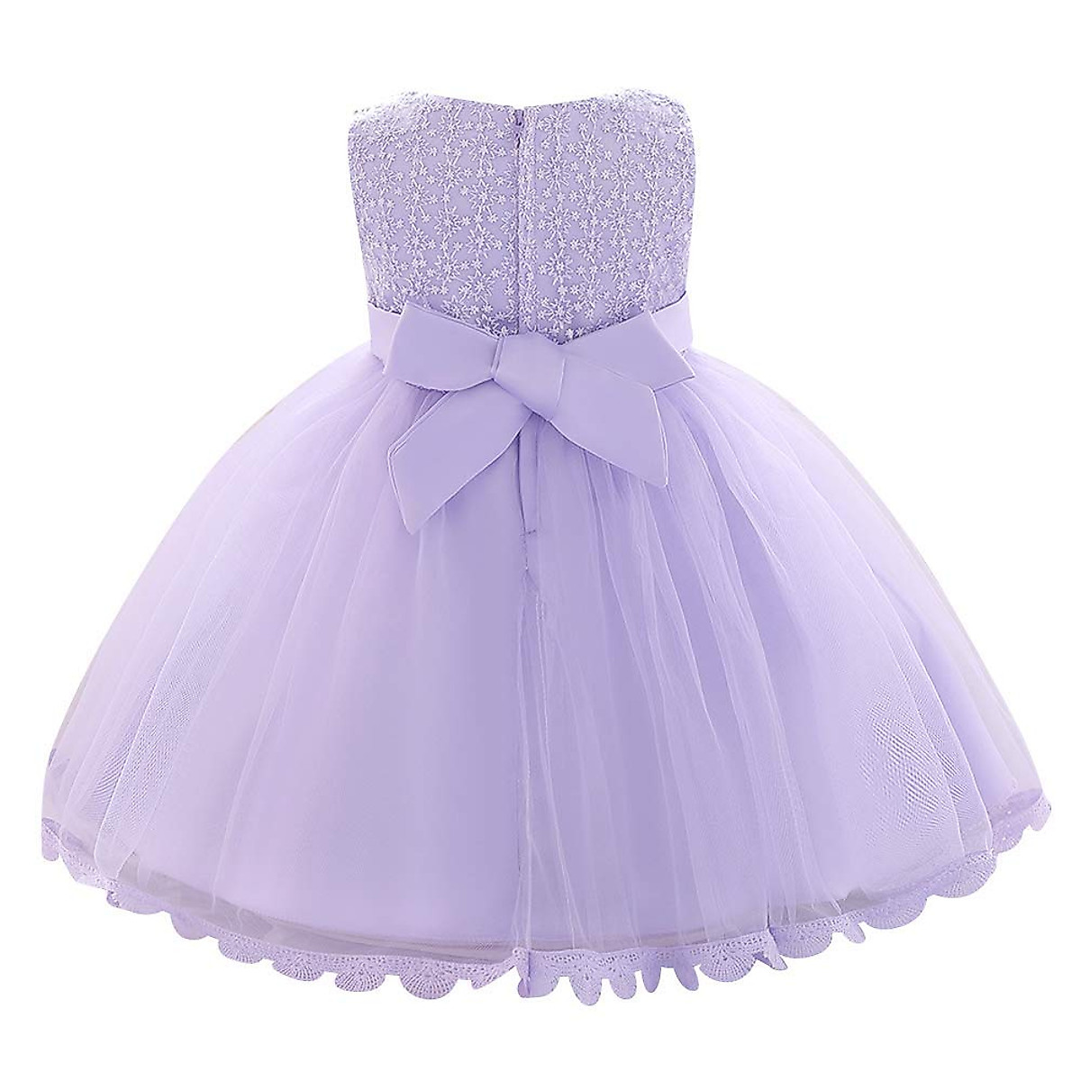 Lace Flower Girls Sequins Bowknot Tutu Dress for Kids Baby Christening Baptism Communion Birthday Party Formal Dress Toddler Infant Princess Pageant Wedding Bridesmaid Tulle Gowns Purple 12-18 Months