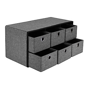 Sorbus Storage Bench Chest with Drawers – Collapsible Folding Bench Ottoman Includes Cover – Perfect for Entryway, Bedroom Bench, Cubby Drawer Footstool, Hope Chest, Faux Linen (Gray)