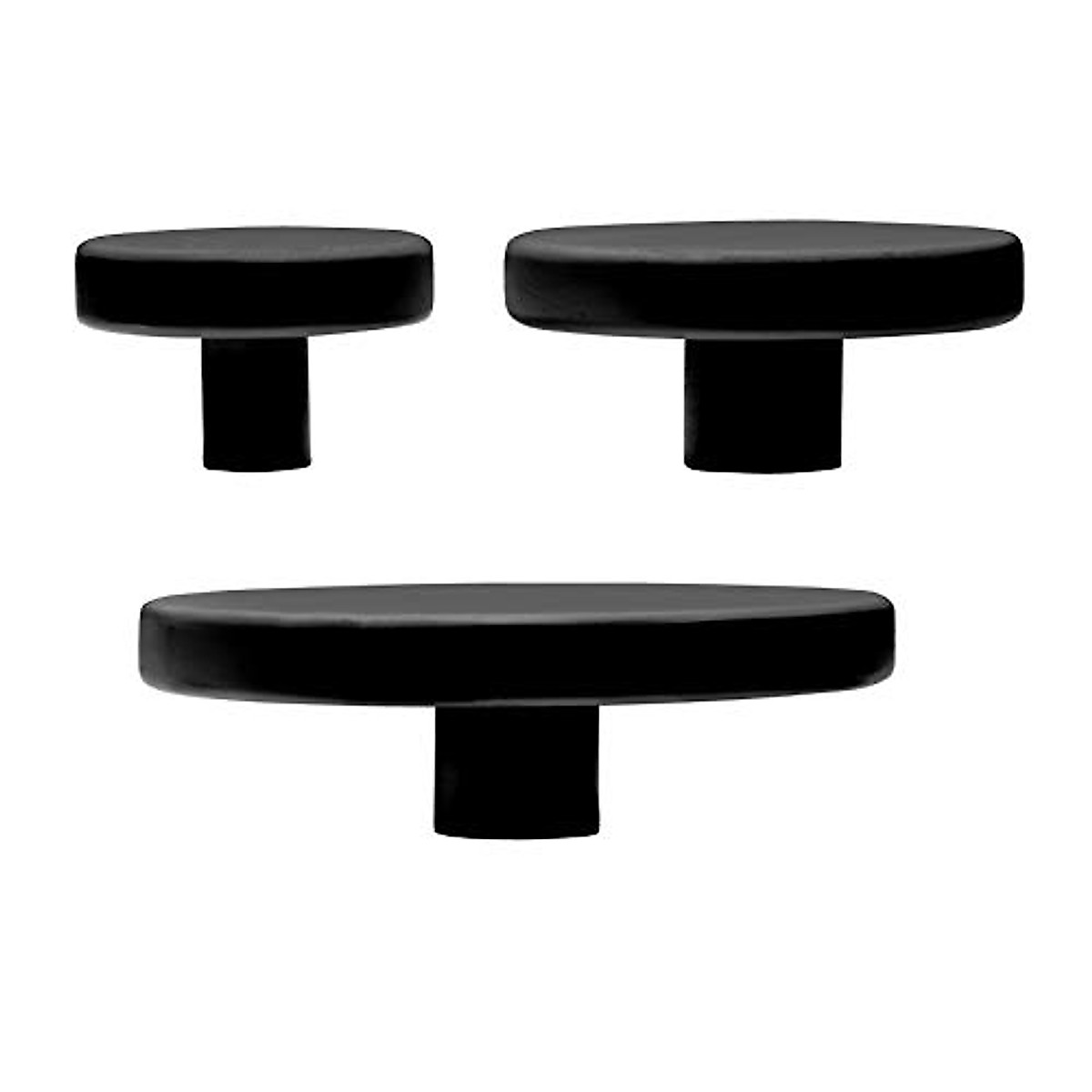 MELANNCO Round MDF Wall Hook, Set of 3, Black