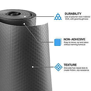 Bloss Plastic Shelf and Drawer Liner Non Adhesive Cupboard Liner Waterproof Shelf Liners for Cabinets, Storage, Desks, Bathroom, Kitchen - Grey 17.7"×59"