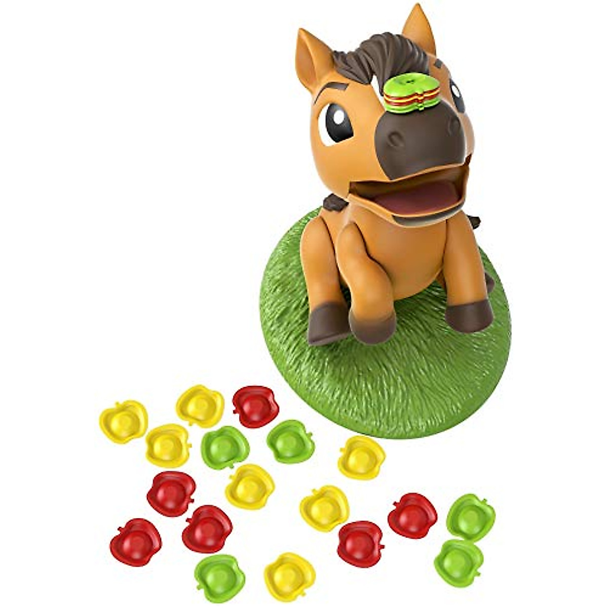 Mattel Games Spirit STACKIN’ Apples Kids Game, Treat-Stacking Challenge with Hungry Horse for 2 3 or 4 Players 5 Years Old & Up
