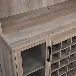 Home Source 44.5" Bar Cabinet with Wine Rack,Coffee Bar Table and Microwave Station Cabinet for Home,Sideboard Buffet Cabinet with Storage for Dining Room,Kitchen,Concrete (Grey wash)