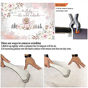 Avezano Winter Bear Baby Shower Backdrop for Girls Baby It's Cold Outside Party Decorations Photography Background We can Bearly Wait Pink Snowflakes Baby Shower Photoshoot (7x5ft)