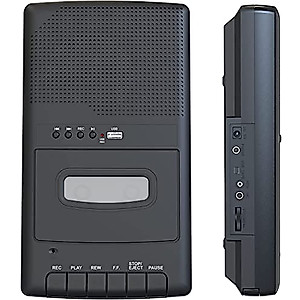 Portable Cassette Player Recorder with Stand-Alone Microphone, Walkman Tape Cassettes Converter MP3 with USB Player, Captures USB Stick Audio Files, Built-in Speaker/Retractable Handle/Headphone Jack