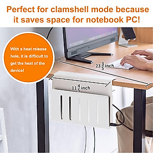 LUKETURE Desk Side Storage, Under Desk Storage, Steel Desk Hanging Organizer, Laptop Holder, with Pen Holder, No Drill Side Desk Organizer, Desk Storage Holder for Office and Home (White 1 Tier)