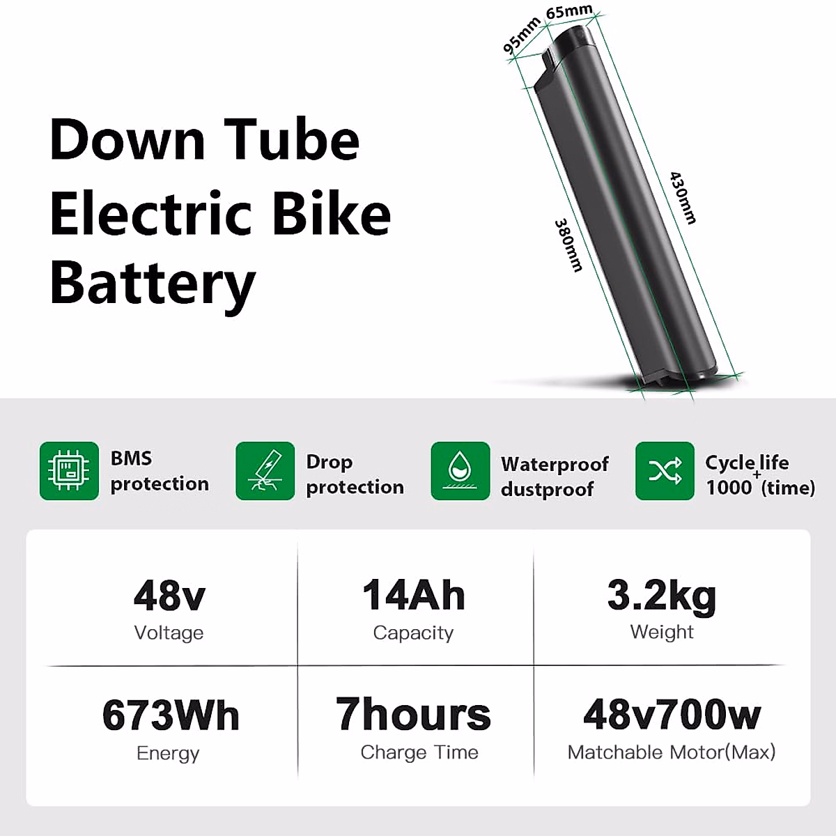 Yose Power Electric Bike Battery 48V 14Ah for Soltera Pace 500.2/500.3/500.3 Step-Through E-Bikes Ebike Battery for 250W 300W 500W 700W Motor (Without Charger)