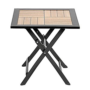 MEMAEMO Small Metal Outdoor Side Table,18” Square Folding Portable Patio End Tables, Mosaic Coffee Tea Bistro Table with Ceramic Tile Top for Living Room,Garden or Yard