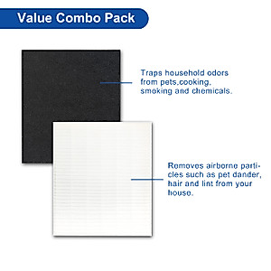 Buyfun AP-1512HH True HEPA Filter Compatible with Coway Airmega 200M, Mighty air purifier AP-1512HH, AP-1518, AP-1519 (1 HEPA +2 Carbon Filters)