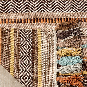 SAFAVIEH Montauk Collection Accent Rug - 2'6" x 4', Brown & Multi, Handmade Boho Stripe Fringe Cotton, Ideal for High Traffic Areas in Entryway, Living Room, Bedroom (MTK901H)