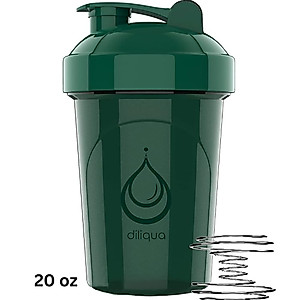 diliqua -4 PACK- 20 oz Shaker Bottles for Protein Mixes | BPA-Free & Dishwasher Safe | 4 small protein shaker bottle | Shaker Cups for protein shakes | Blender Shaker Bottle Pack
