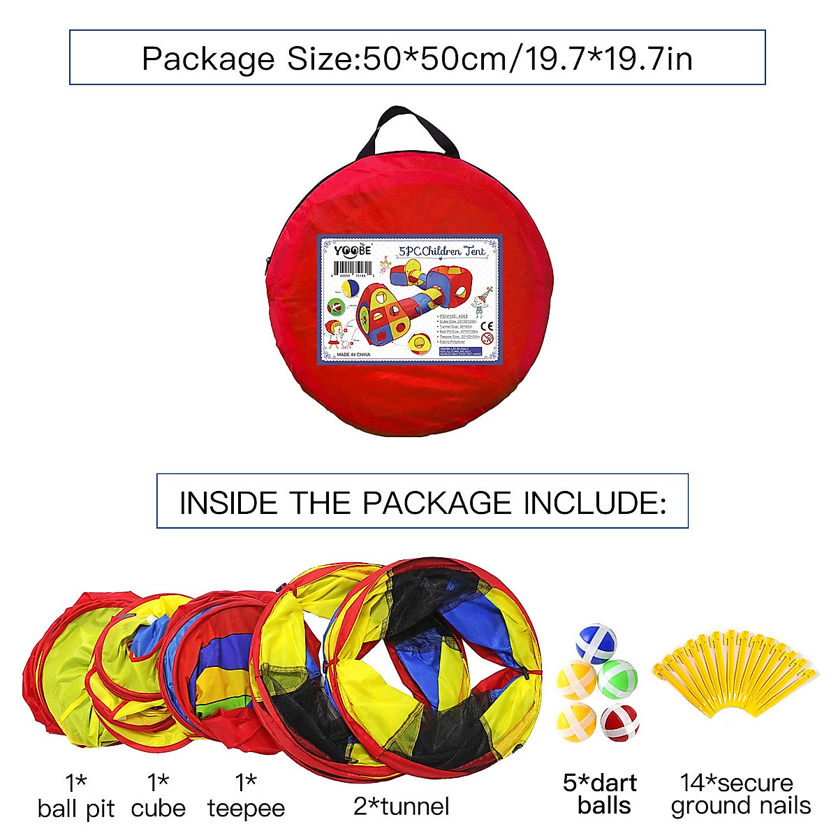 Yoobe Kids Play Tents Jungle Gym w/Pop Up Tents, Tunnels, and Basketball Pit for Boys, Girls, Babies, and Toddlers with Carrying Case for Indoor & Outdoor Use (5 in 1)