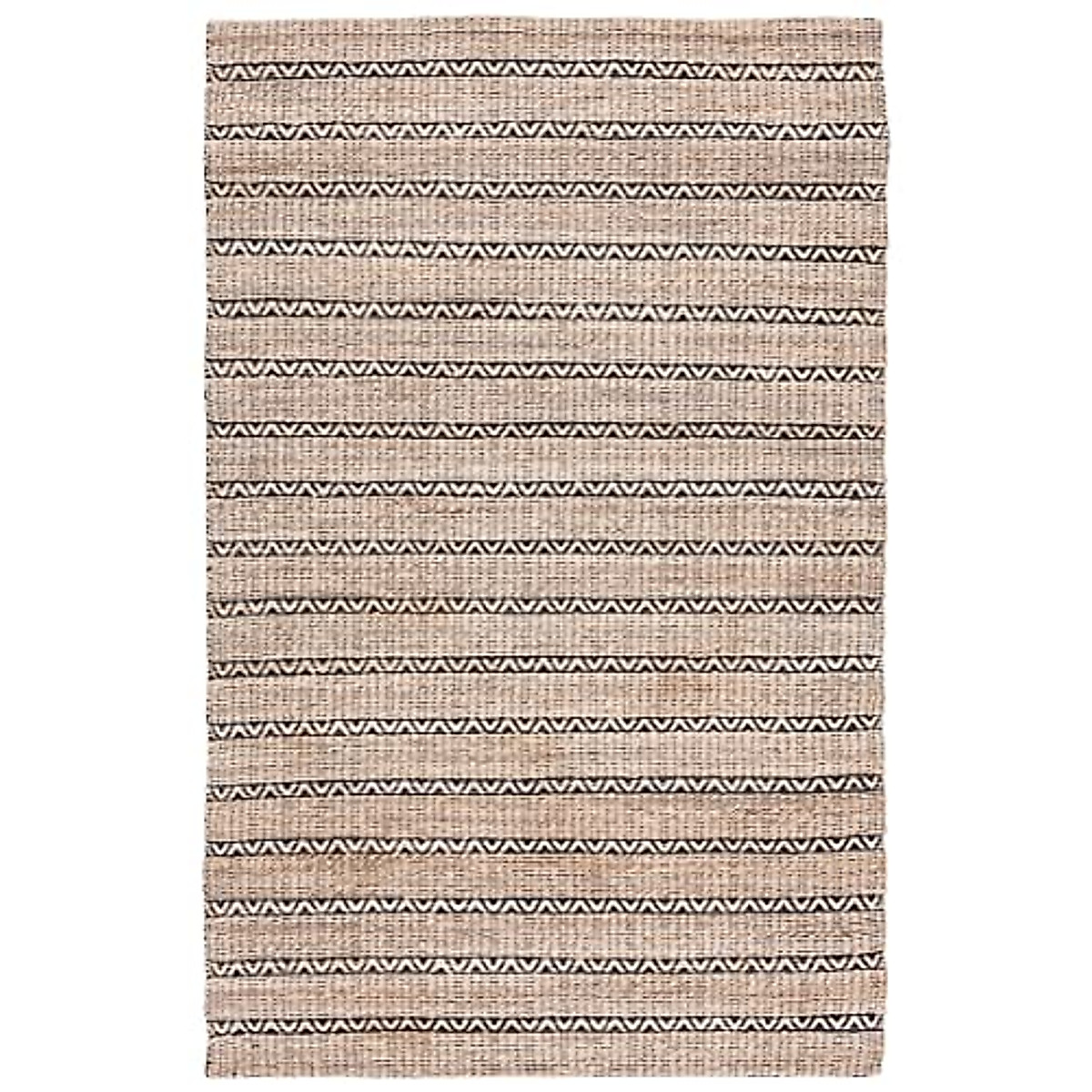 Safavieh Natural Fiber Collection 5' x 8' Black/Natural NFB655Z Handmade Flatweave Stripe Premium Jute & Cotton Jute Living Room Dining Bedroom Area Rug