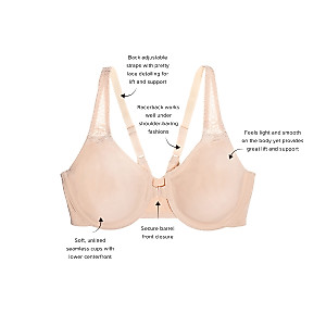Wacoal Women's Soft Embrace Front Close Bra, Sand, 38DD