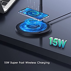 LiFMIRA Desk Lamp with USB Charging Port, 15W Fast Wireless Charger, 5 Lighting Modes,7 Brightness Levels, Eye Care Touch Bedside Table Lamps Gooseneck Desk Lamps for Home Office with 24W Adapter