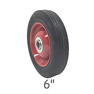 Solid Rubber Flat Free Tire 6" x 1.5" Hand Truck Wheel - 1.25" Offset Hub – 5/8" Axle - 350 lbs Capacity