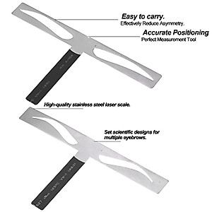 Eyebrow Stencils, Stainess Steel Eyebrow DIY Stencil Eyebrow Drawing Guide Tool Measurement Tattoo Makeup Gold Ratio Positioning Tool(# 1)