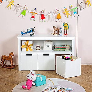 ZENODDLY Kids Toy Storage Organizer for Kids Room Organizers and Storage - 3 Drawers with Hidden Wheels, Multifunctional Wooden Kids' Bookcases, Cabinets & Shelves for Playroom Storage, White